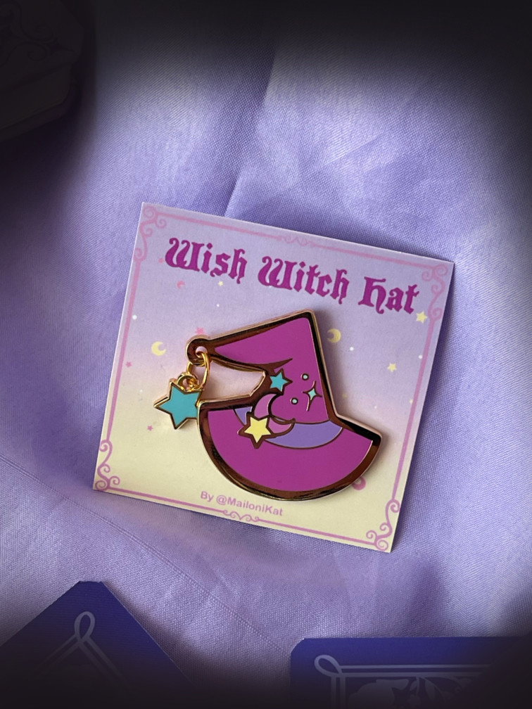Pink Witch Hat Enamel Pin - Mailonikat
